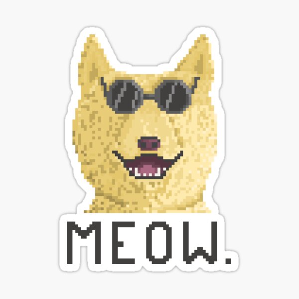 "Pixel Art "Doggo Meow"" Sticker for Sale by edganmolla | Redbubble