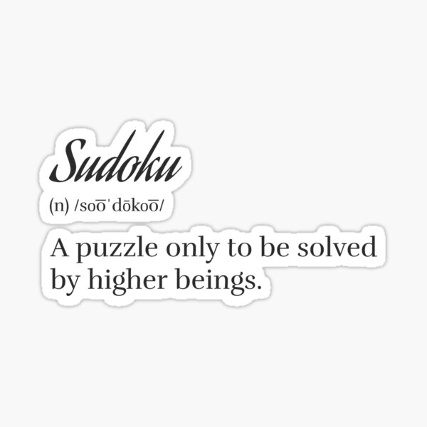  Sudoku Definition Sticker For Sale By SweetWearStore Redbubble