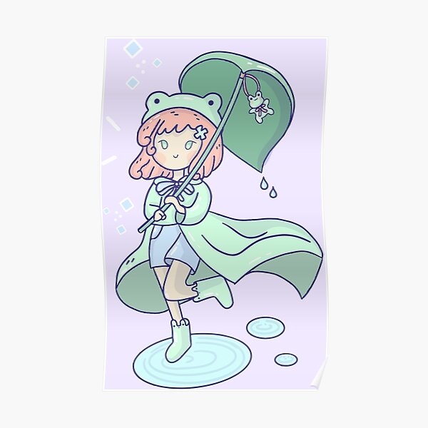 " kawaii frog girl" Poster by Jaclinolivares | Redbubble