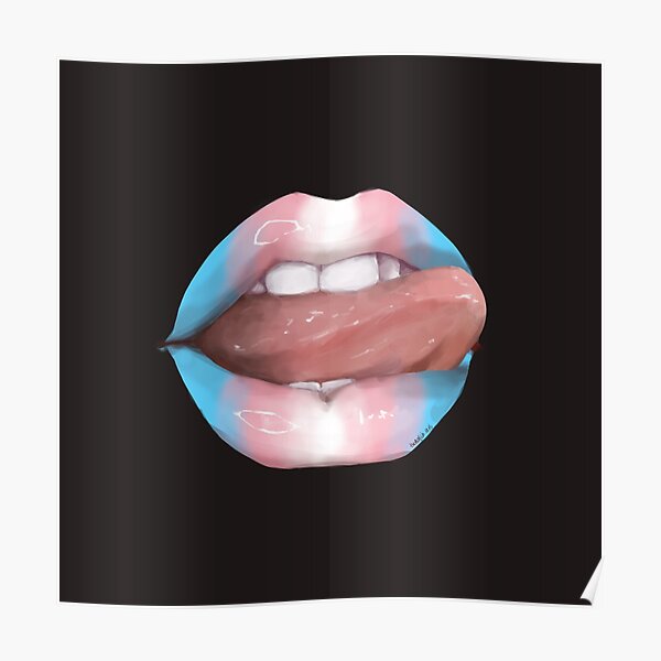 "Trans LGBTQ Pride Rainbow Shiny Tongue Lips " Poster by TunafishArt ...