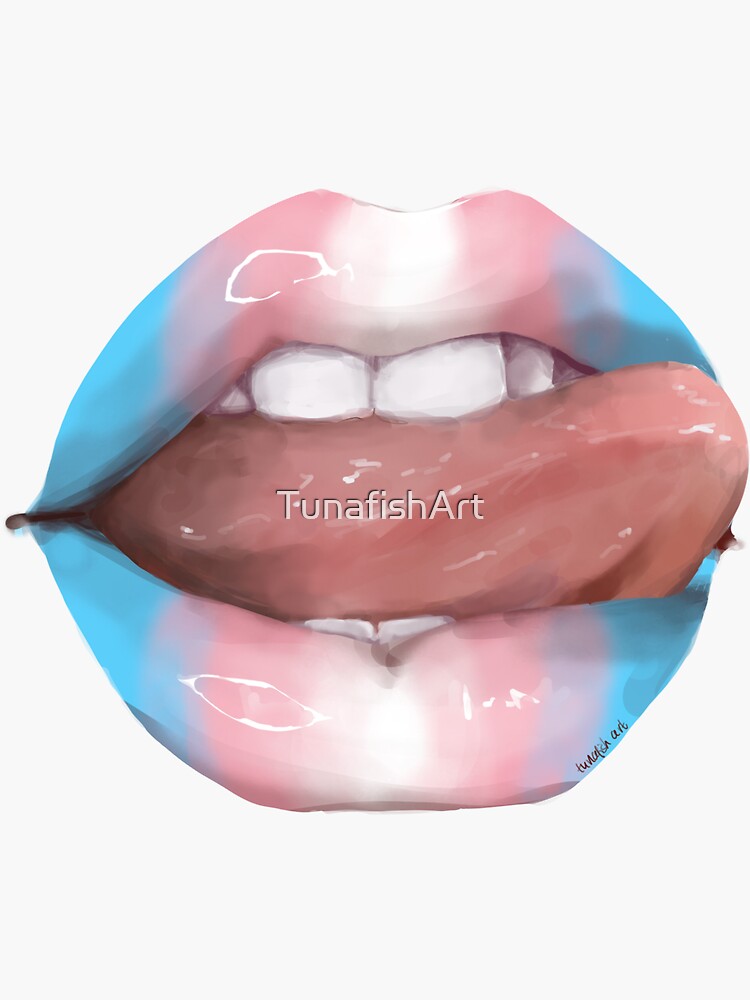 "Trans LGBTQ Pride Rainbow Shiny Tongue Lips " Sticker by TunafishArt ...