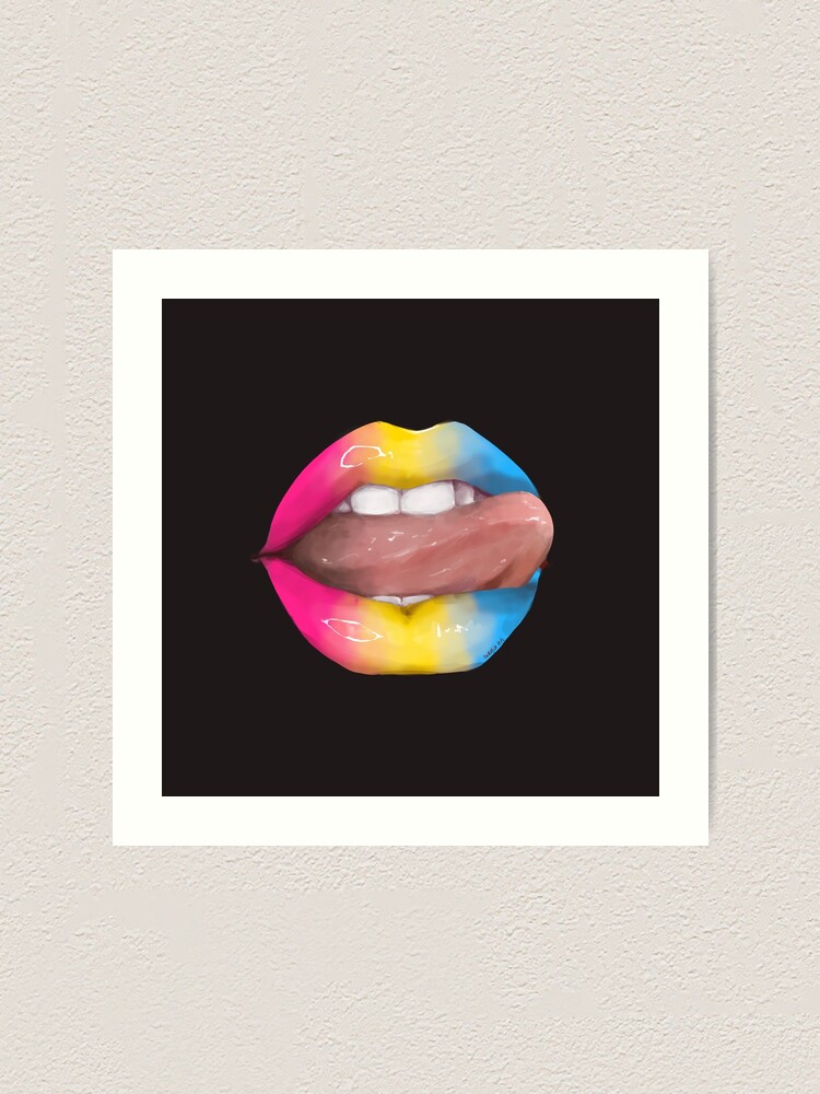 Pansexual Lgbtq Pride Rainbow Shiny Tongue Lips Art Print By