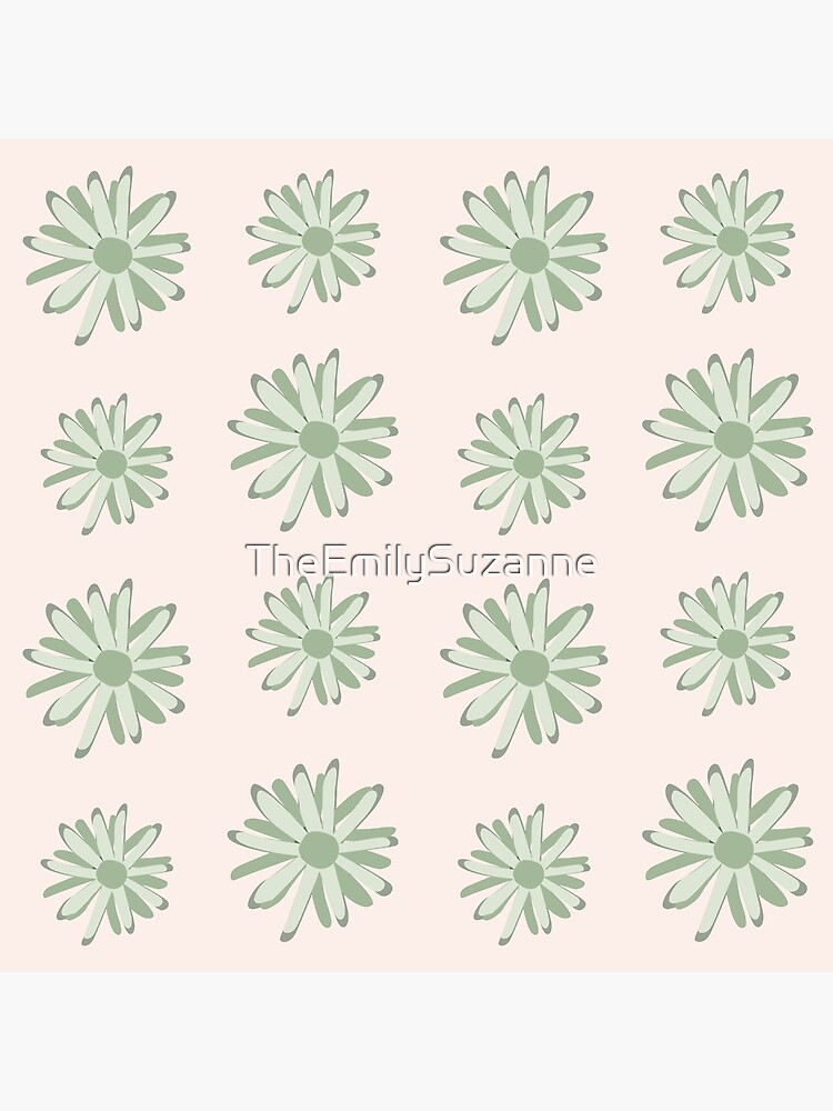 "Sage Green Flower Print W/ Light Pink Background" Poster for Sale by ...