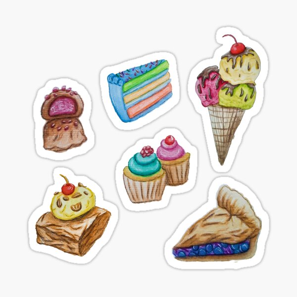 "Epic Dessert Sticker Set- Blueberry Pie Ice Cream Cone Birthday Cake ...