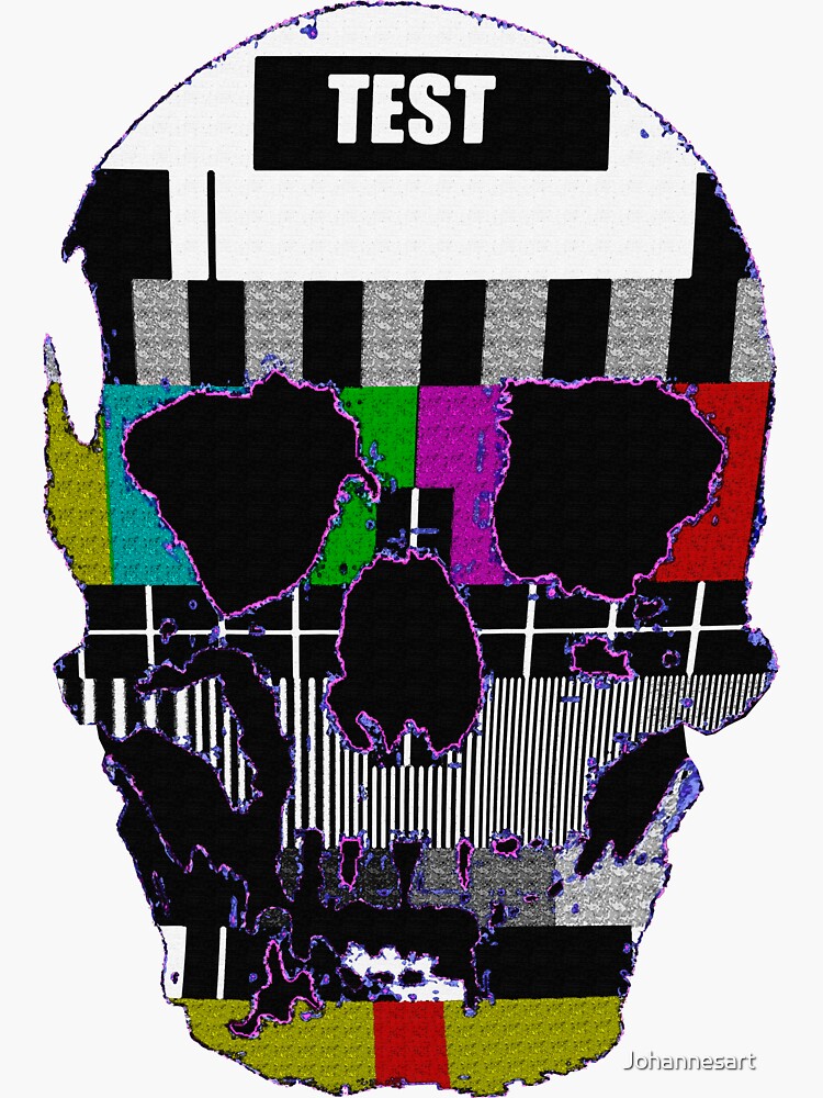 "TV Test Pattern anti TV Skull" Sticker for Sale by Johannesart | Redbubble