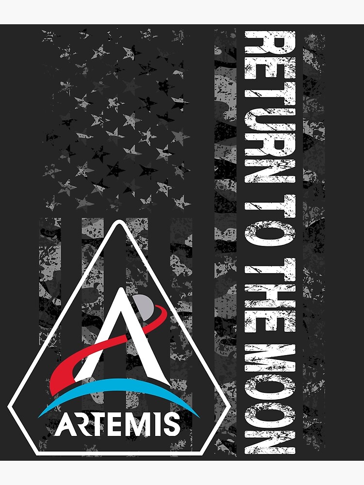 "Artemis Moon Program Logo Badge Return to The Moon Us Flag" Poster by ...