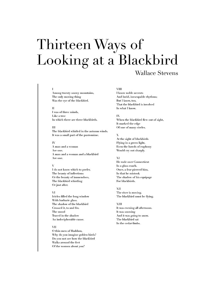 "Thirteen Ways of Looking at a Blackbird" Art Print for Sale by ...