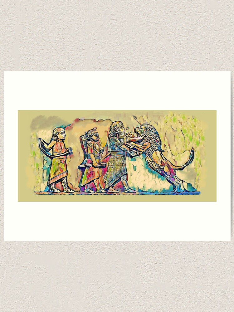 "Ancient Assyrian Lion Hunting" Art Print by doniainart | Redbubble
