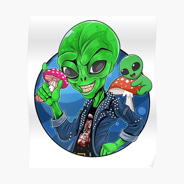 "Alien on Shrooms - Trippy Outer Space Design - UFO Sci Fi Aliens with ...