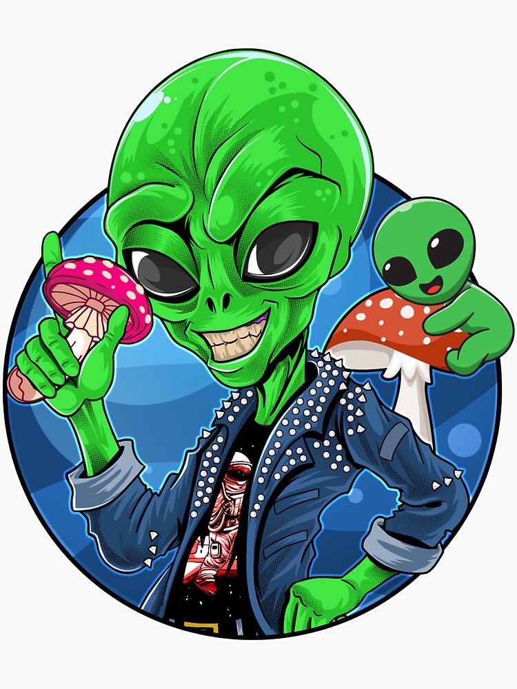 "Alien on Shrooms - Trippy Outer Space Design - UFO Sci Fi Aliens with ...