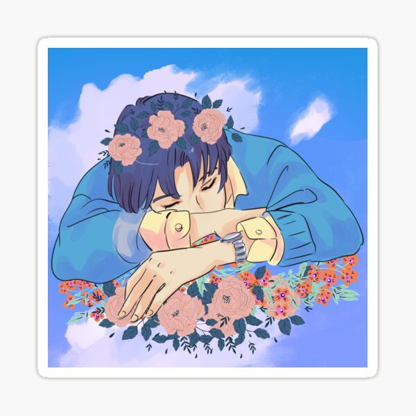 "anime aesthetic cute flower boy" Sticker for Sale by Phiiilo | Redbubble