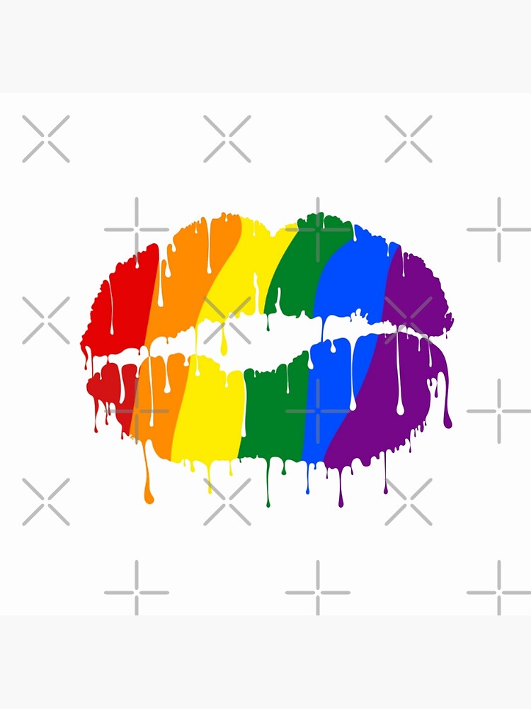 "Melting Lips Kiss Trace with Lgbt Symbol Pride Rainbow Lips ...