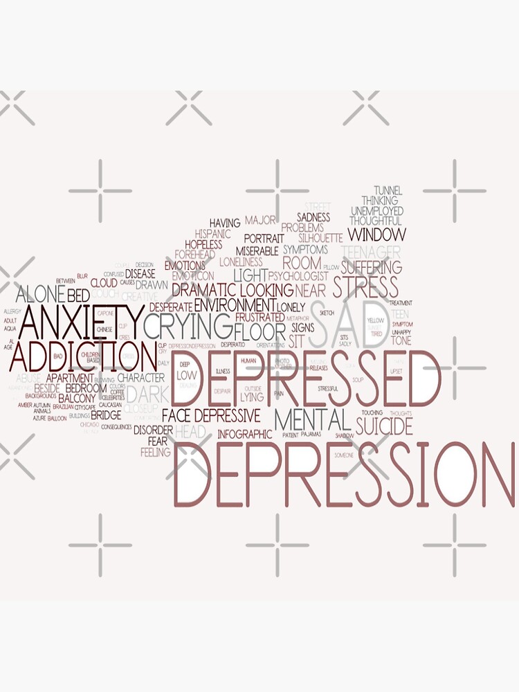 "Depression Word Cloud Concept Grey Wording Text Quote Sayings" Poster ...