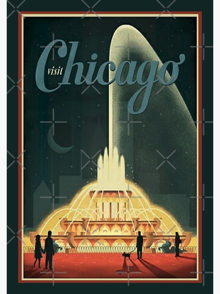 "Visit Chicago Travel Poster - Vintage Chicago Advertisement" Poster ...