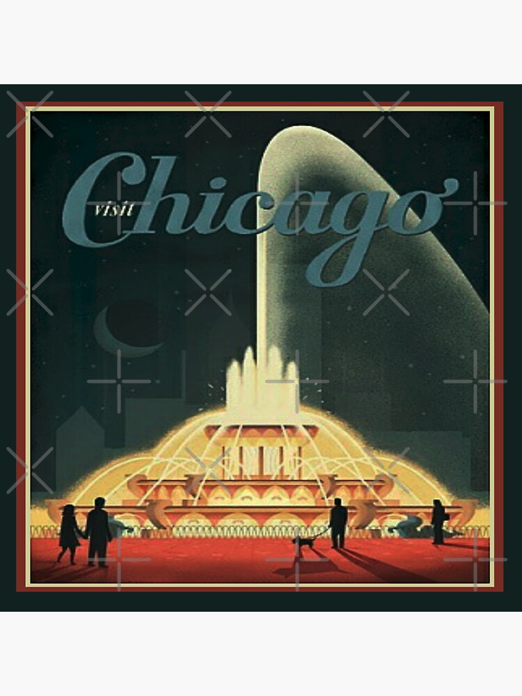 "Visit Chicago Travel Poster - Vintage Chicago Advertisement" Sticker ...