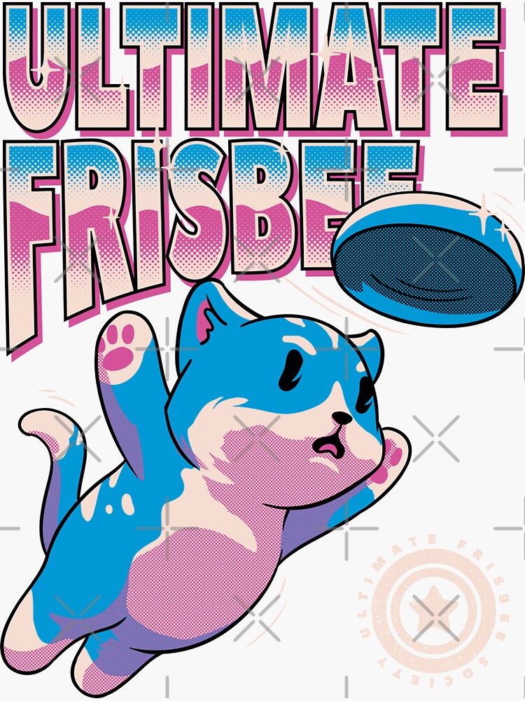 Pegatina «Ultimate Frisbee Cat - Retro Frisbee cat Bid Bidginity ...