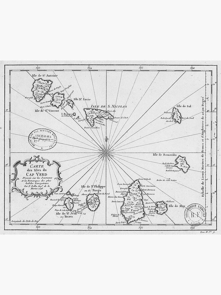 "Vintage Map of Cape Verde (1746)" Sticker by BravuraMedia | Redbubble