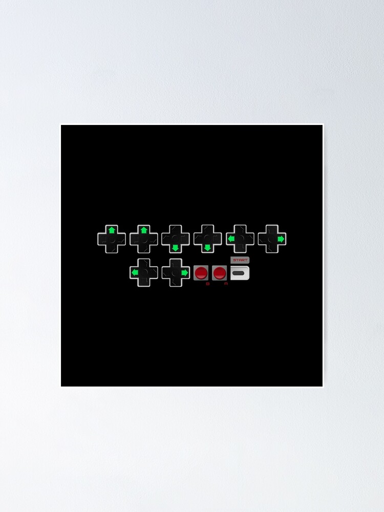 "Konami (Contra) Code (Green Highlights)" Poster for Sale by ...