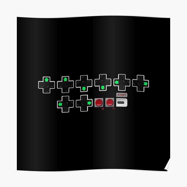 "Konami (Contra) Code (Green Highlights)" Poster for Sale by ...