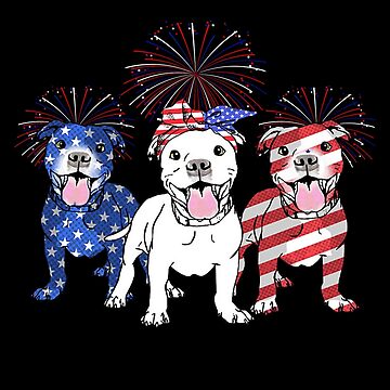 "American Flag 4th Of July Pitbull Dog " Sticker for Sale by ...