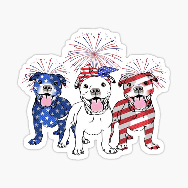 "American Flag 4th Of July Pitbull Dog " Sticker for Sale by ...