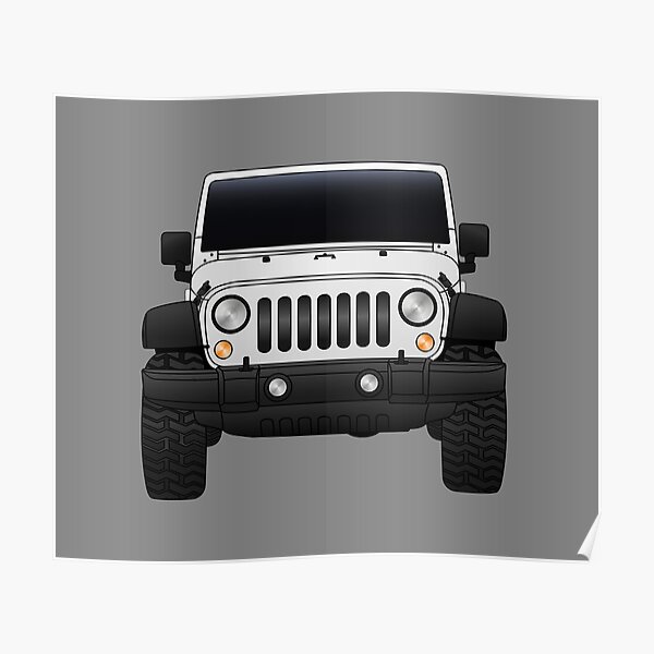 "4WD | 4x4 | USA | JK Front View - White" Poster by Trailstyle | Redbubble