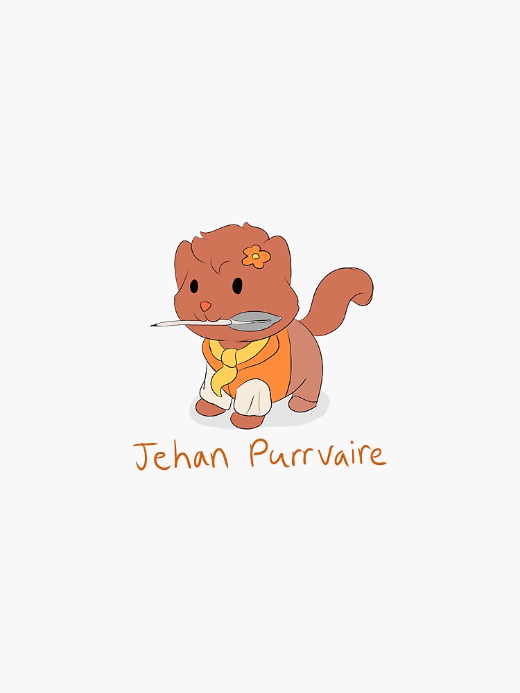 "Jehan Prouvaire Cat Pun" Sticker for Sale by MellowArtStuff | Redbubble