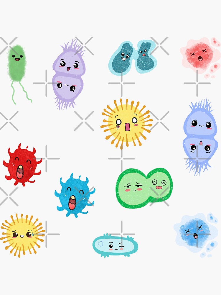 "Cute Microbes Bacteria, Virus, Ecoli, MicroBiology Seamless Pattern ...