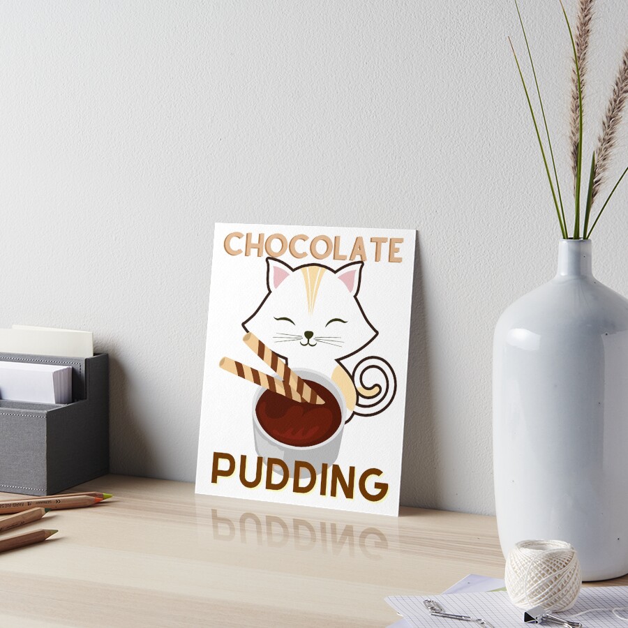 "Cute kawaii cat chocolate pudding" Art Board Print by stickers-custom ...