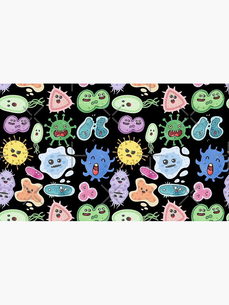 "Cute Microbes Bacteria, Virus, Ecoli MicroBiology Seamless Pattern ...