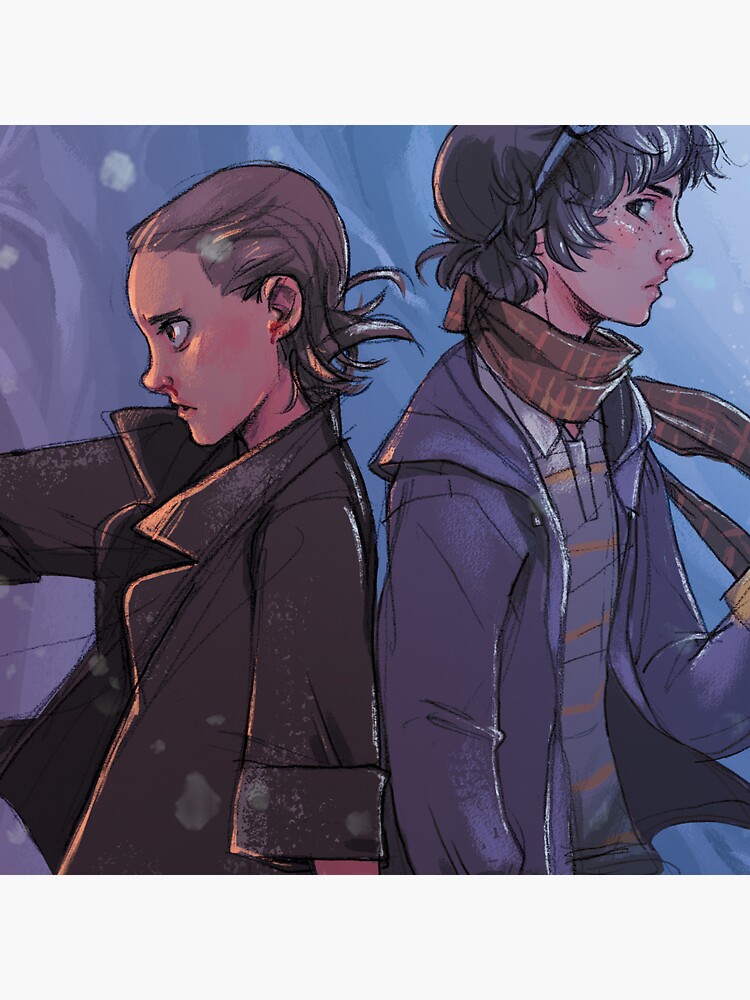 Pegatina «Once y Mike Stranger Things - Anime» de 0989898i | Redbubble