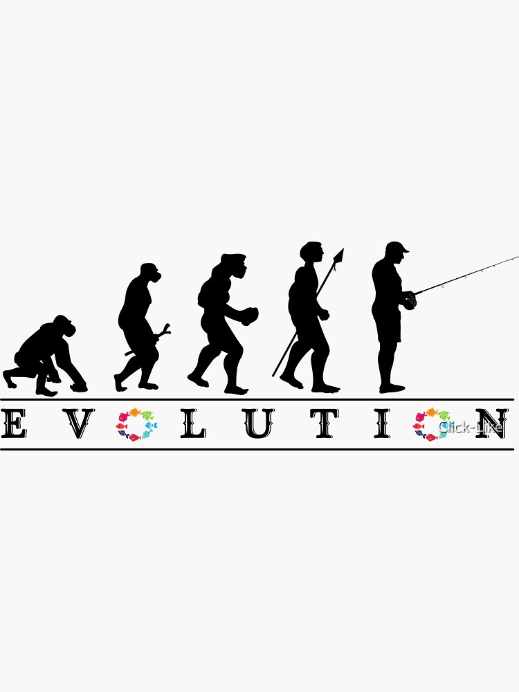 "Funny Fishing Evolution - Colorful fish" Sticker for Sale by Click ...