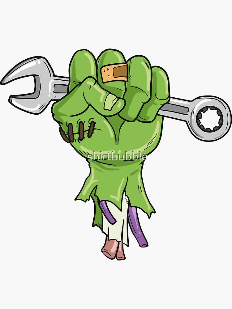 "Mechanic Tools Wrench Zombie Halloween" Sticker for Sale by ...
