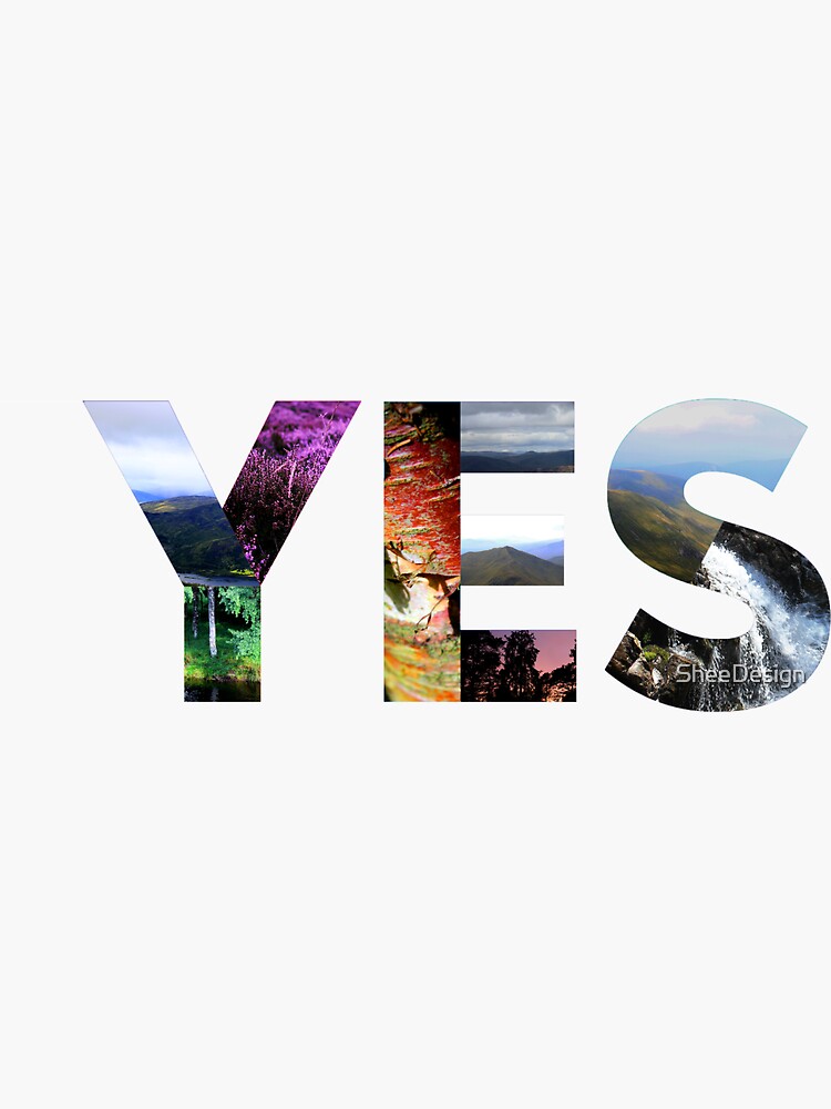 "YES scotland collage colour" Sticker by SheeDesign | Redbubble