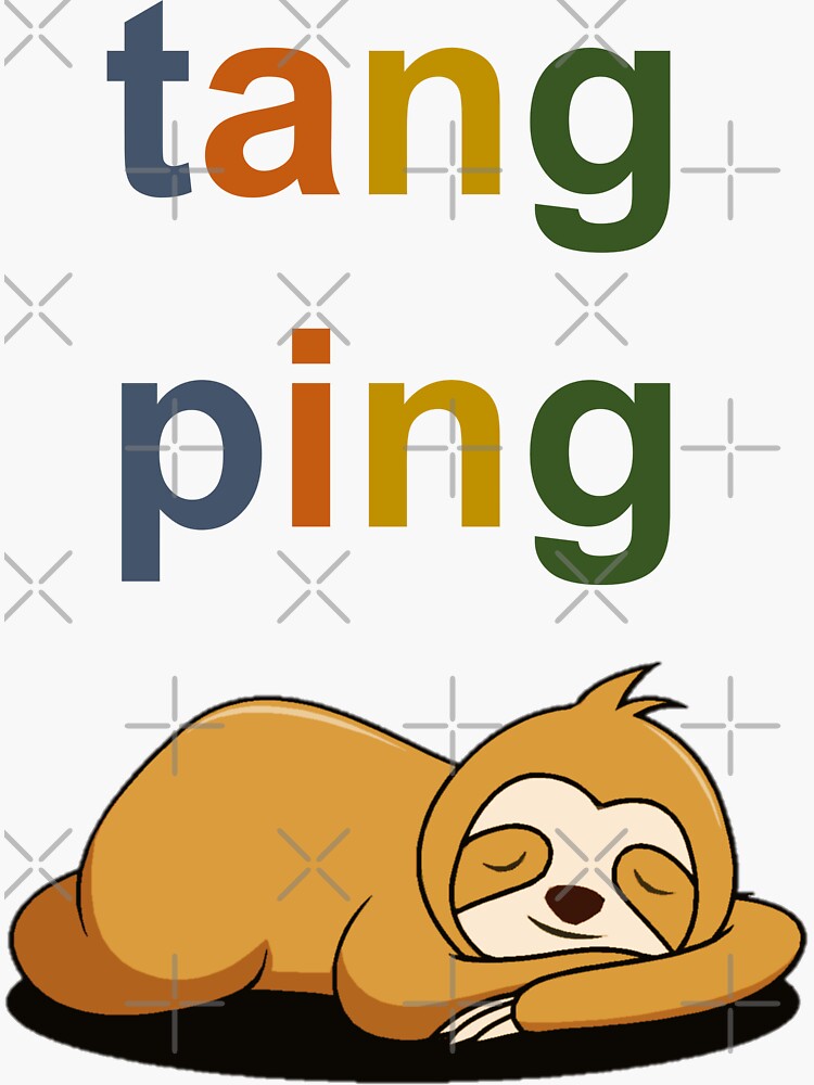 "tang ping - 躺平 - lying down - cute sloth" Sticker by FaneelaBi | Redbubble