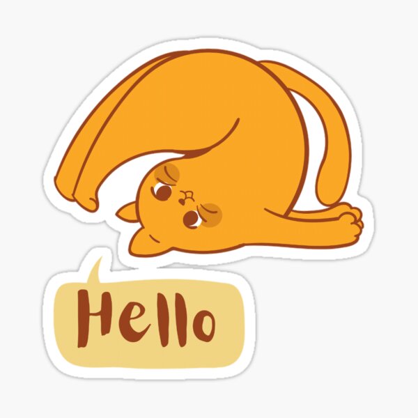 "Excercising Cat saying Hello" Sticker for Sale by Crazy-art-land ...