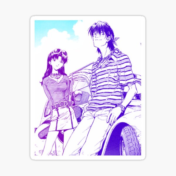 "Misato and Kaji" Sticker for Sale by lookatmyvansman | Redbubble