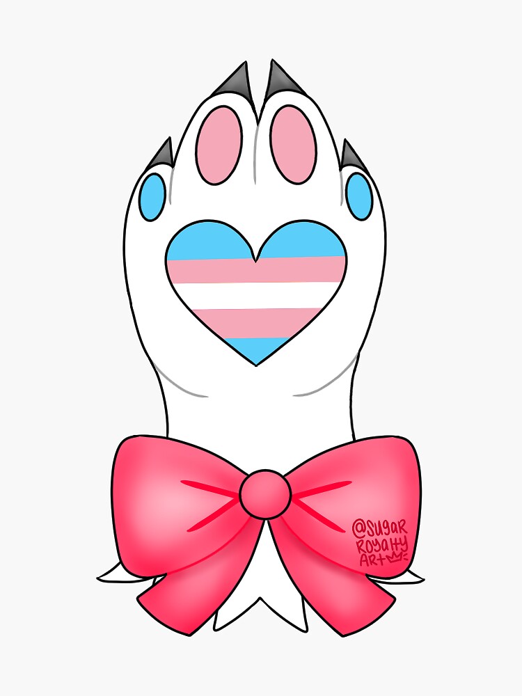 "Trans Pride Flag Cat Paw" Sticker for Sale by sugarroyaltyart | Redbubble