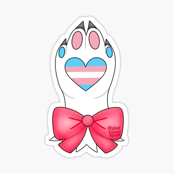 "Trans Pride Flag Cat Paw" Sticker for Sale by sugarroyaltyart | Redbubble