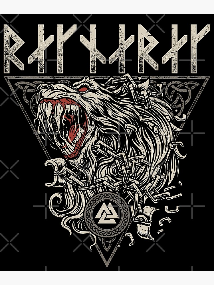 "Fenrir Ragnarok Norse Viking Wolf Futhark Runes Valknut Knotwork ...