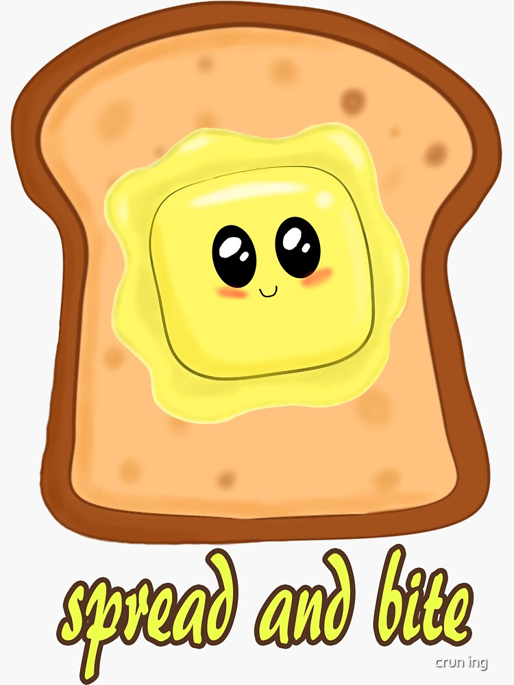 "cute kawaii butter smiley face with toast" Sticker for Sale by ...