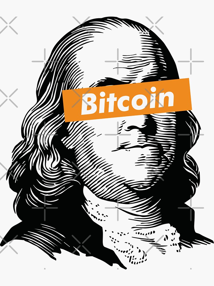 "Benjamin Franklin Bitcoin" Sticker for Sale by GorgeousZombie | Redbubble