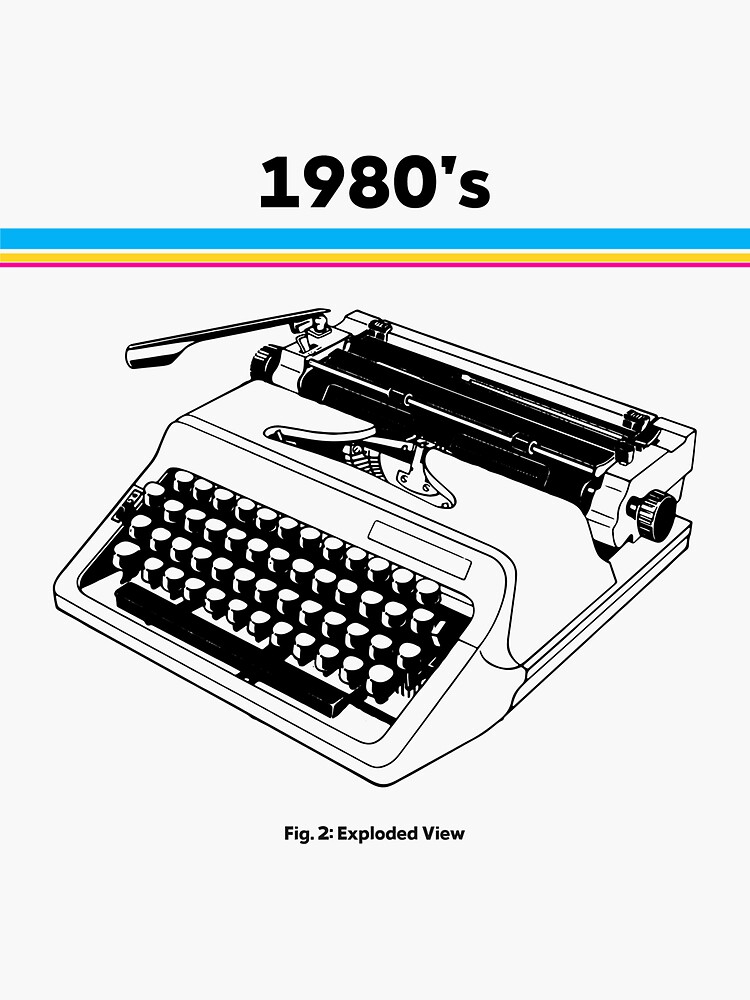 Pegatina «Década de 1980: máquina de escribir» de JaniJaniShop | Redbubble