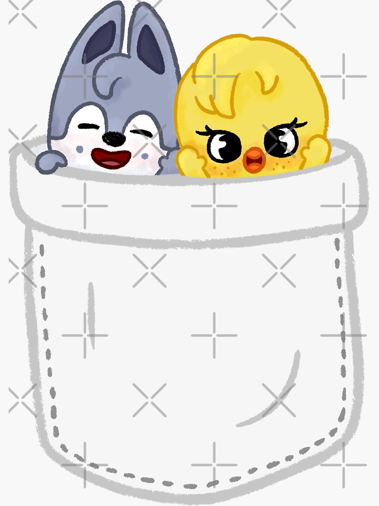 " BbokAri Wolf Chan SKZOO Pocket" Sticker by Hanney Lemon | Redbubble