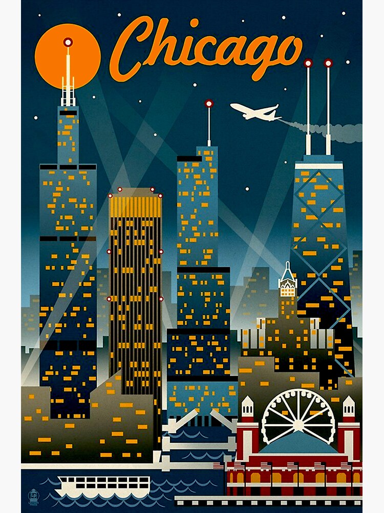 "CHICAGO ; Vintage Travel Advertising Print" Sticker for Sale by ...