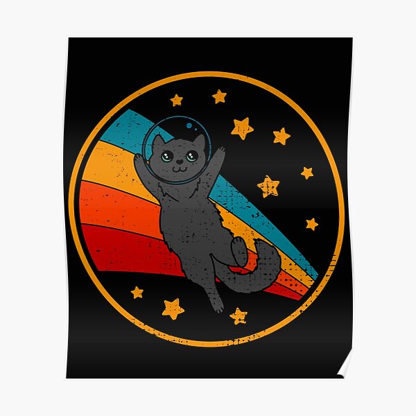 Póster «Lindo gato Nebelung vintage Gato espacial retro» de JokeGysen ...