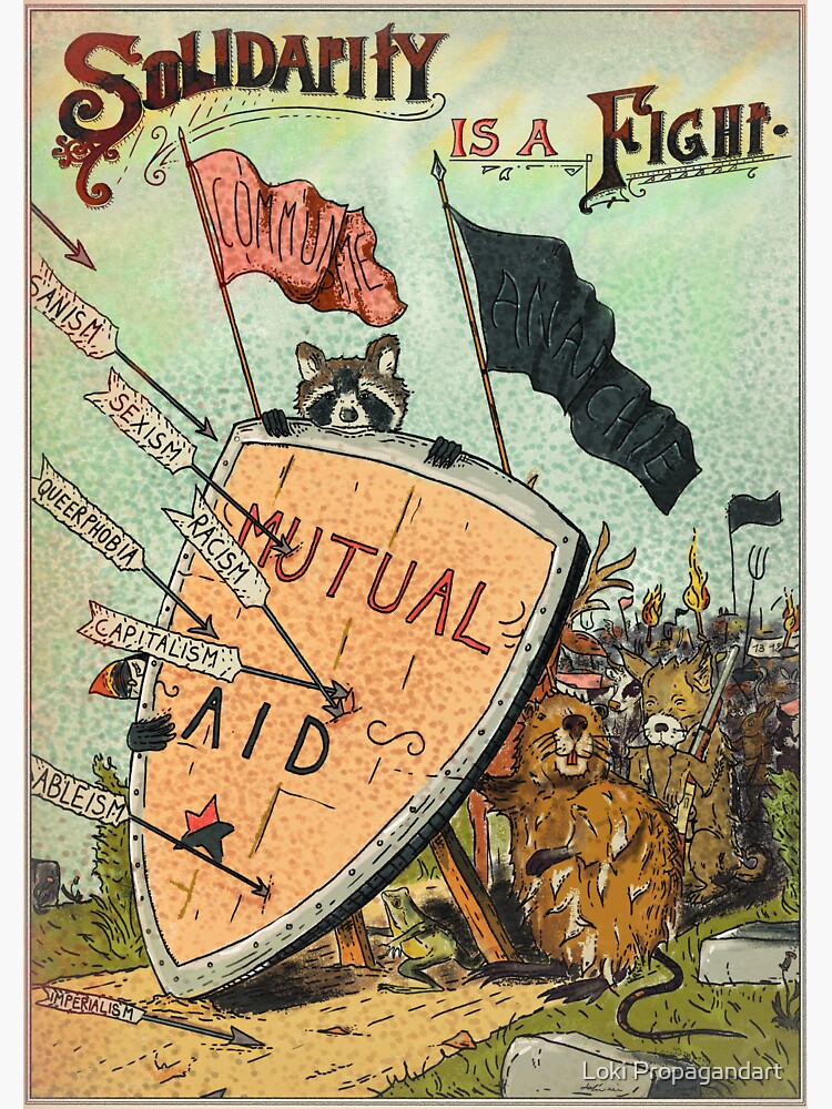 "Solidarity is a Fight – Mutual Aid & Anarchy" Sticker by EchoppeDeLoki ...
