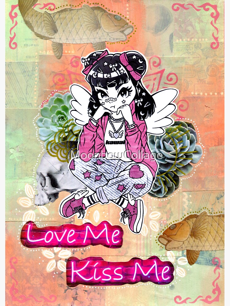 "Manga Decora Harajuku Girl Collage" Sticker for Sale by MoonbowCollage ...