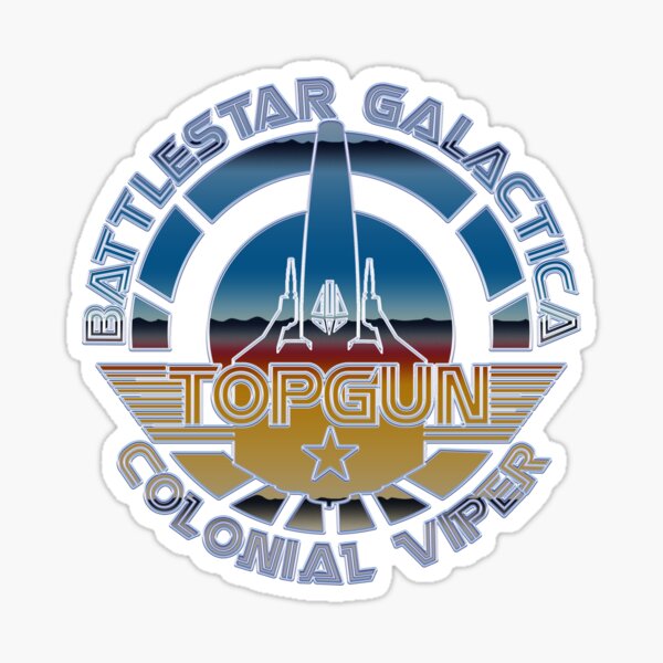 "Battlestar Galactica Colonial Viper Topgun 80s Chrome" Sticker by ...