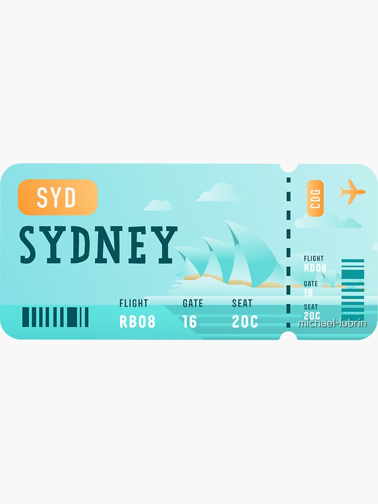 "Sydney Boarding Pass / Plane Ticket to Opera House" Sticker for Sale ...